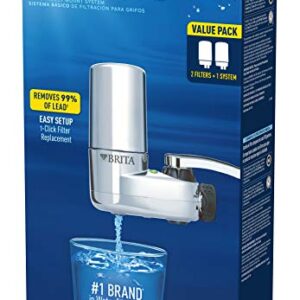 Brita Water Filter for Sink, Faucet Mount Water Filtration System for Tap Water, Reduces 99% of Lead, Chrome