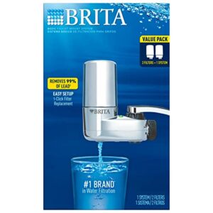 Brita Water Filter for Sink, Faucet Mount Water Filtration System for Tap Water, Reduces 99% of Lead, Chrome