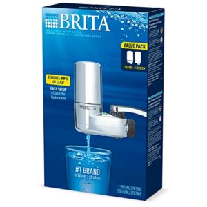 Brita Water Filter for Sink, Faucet Mount Water Filtration System for Tap Water, Reduces 99% of Lead, Chrome