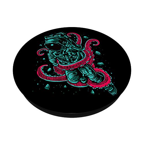 Spaceman fighting with space octopus lost cosmonaut stylus PopSockets PopGrip: Swappable Grip for Phones & Tablets