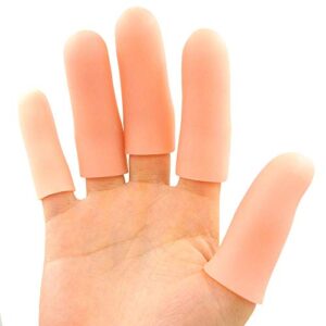 jkcare large finger cots, 10 pack silicone finger sleeves support for trigger finger & arthritis - finger covers protector for cracked finger, corn & callus pain relief