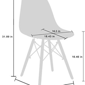 CangLong Modern Mid-Century Shell Lounge Plastic DSW Natural Wooden Legs for Kitchen, Dining, Bedroom, Living Room Side Chairs, Set of 1, Grey