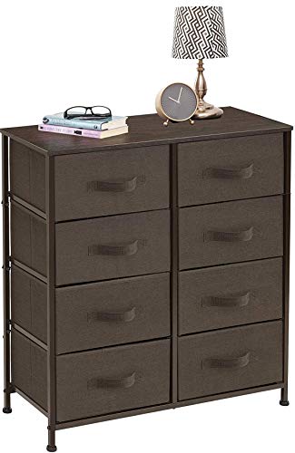 Sorbus Dresser with 8 Drawers - Furniture Storage Chest Tower Unit for Bedroom, Hallway, Closet, Office Organization - Steel Frame, Wood Top, Easy Pull Fabric Bins (Brown)