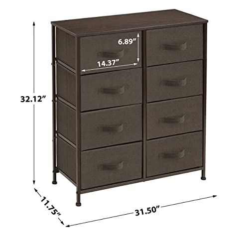 Sorbus Dresser with 8 Drawers - Furniture Storage Chest Tower Unit for Bedroom, Hallway, Closet, Office Organization - Steel Frame, Wood Top, Easy Pull Fabric Bins (Brown)