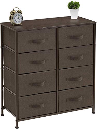 Sorbus Dresser with 8 Drawers - Furniture Storage Chest Tower Unit for Bedroom, Hallway, Closet, Office Organization - Steel Frame, Wood Top, Easy Pull Fabric Bins (Brown)