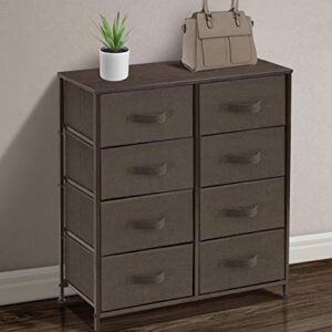 Sorbus Dresser with 8 Drawers - Furniture Storage Chest Tower Unit for Bedroom, Hallway, Closet, Office Organization - Steel Frame, Wood Top, Easy Pull Fabric Bins (Brown)