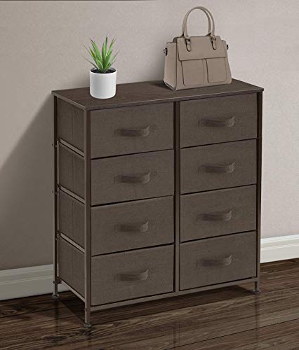 Sorbus Dresser with 8 Drawers - Furniture Storage Chest Tower Unit for Bedroom, Hallway, Closet, Office Organization - Steel Frame, Wood Top, Easy Pull Fabric Bins (Brown)