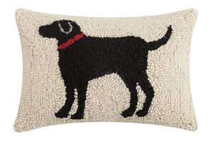 peking handicraft 30jes1459c12ob black dog wool and cotton pillow, 8 x 12 inch