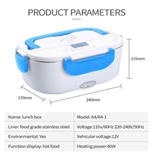 Nifogo Electric Lunch Box Portable 3 In 1 Food Warmer for Car Food Heater 12V 24V 110V 3 in1 Portable Microwave for Car and Home with Detachable 304 Stainless Steel Container and Spoon