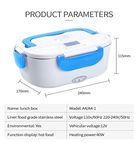 Nifogo Electric Lunch Box Portable 3 In 1 Food Warmer for Car Food Heater 12V 24V 110V 3 in1 Portable Microwave for Car and Home with Detachable 304 Stainless Steel Container and Spoon