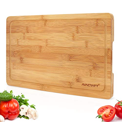 AVACRAFT Large Organic Bamboo Cutting Board, Large Cutting Board for kitchen, Best Chopping Board for Vegetables, Meat, Cheese, Butcher Block. Ideal Cutting Boards for Kitchen (16X10 Rectangular)