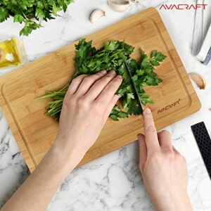 AVACRAFT Large Organic Bamboo Cutting Board, Large Cutting Board for kitchen, Best Chopping Board for Vegetables, Meat, Cheese, Butcher Block. Ideal Cutting Boards for Kitchen (16X10 Rectangular)