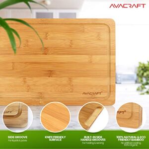 AVACRAFT Large Organic Bamboo Cutting Board, Large Cutting Board for kitchen, Best Chopping Board for Vegetables, Meat, Cheese, Butcher Block. Ideal Cutting Boards for Kitchen (16X10 Rectangular)