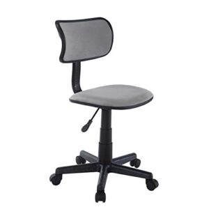 urban shop crushed velvet swivel task chair, dark grey