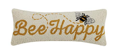 Peking Handicraft 30JES1744C20OB Bee Happy Wool and Cotton Pillow 8 X 20 inch, Multicolor