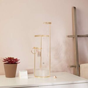 Umbra Tesora 3-Tier Jewelry Stand, Earring Holder, Accessory Organizer and Display, Glass/Brass