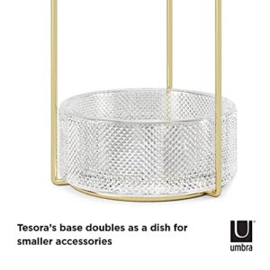 Umbra Tesora 3-Tier Jewelry Stand, Earring Holder, Accessory Organizer and Display, Glass/Brass