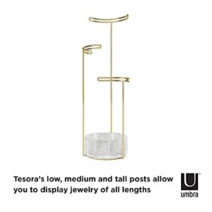 Umbra Tesora 3-Tier Jewelry Stand, Earring Holder, Accessory Organizer and Display, Glass/Brass