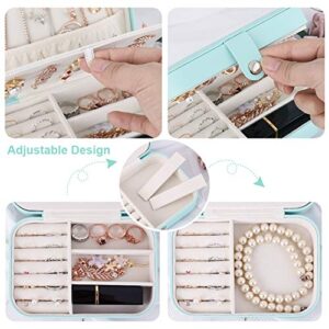 homchen Travel Jewelry Organiser Cases, Jewelry Storage Box for Necklace, Earrings, Rings, Bracelet (Box-TBlue)