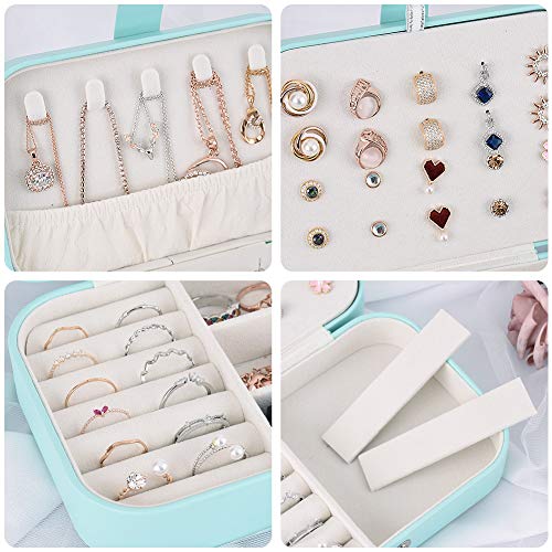 homchen Travel Jewelry Organiser Cases, Jewelry Storage Box for Necklace, Earrings, Rings, Bracelet (Box-TBlue)