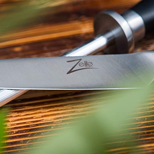 Zelite Infinity Honing Steel 10 Inch, Black Honing Steel Rod, Knife Sharpening Steel for Knives, Knife Steel Sharpener Rod, Knife Sharpener Rod, Knife Honing Rod - Magnetic Carbon Steel - Full Tang