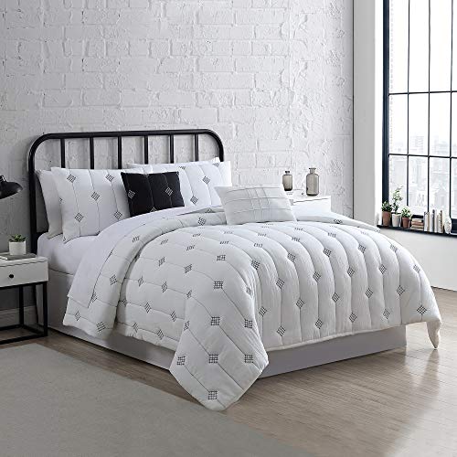 Amrapur Overseas 5-Piece Eve Embroidered Garment Washed Comforter Set Ivory Queen