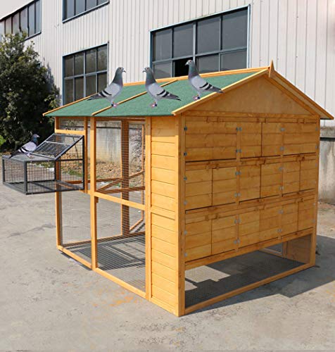 MYES Pigeon Shed, Large Wooden Loft Solid Dove House, Outdoor Pigeon Cage for Household Breeding (9-Nest Box W/Jumping Cage)