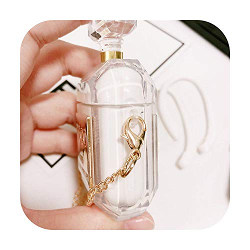 2020 Perfume Bottle Silicone Case for airpods case Earphone Protective Cover Bluetooth Wireless Earphone Case Charging Box case-White with Chain-