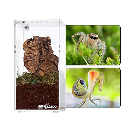 REPTI ZOO Magnetic Acrylic Reptile Breeding Box, 3"x3"x6" Transparent Feeding Box with Sliding Cover Reptile Terrarium Cage Tank for Insect Reptiles Tarantulas