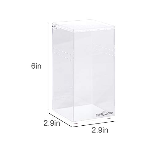 REPTI ZOO Magnetic Acrylic Reptile Breeding Box, 3"x3"x6" Transparent Feeding Box with Sliding Cover Reptile Terrarium Cage Tank for Insect Reptiles Tarantulas