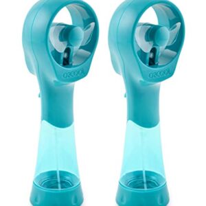 O2COOL 2 Pack Elite Battery Powered Handheld Water Misting Fans (Teal)