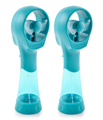 O2COOL 2 Pack Elite Battery Powered Handheld Water Misting Fans (Teal)