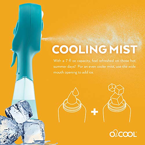 O2COOL 2 Pack Elite Battery Powered Handheld Water Misting Fans (Teal)