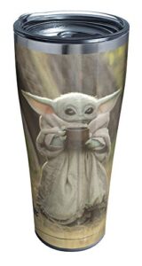 tervis triple walled star wars - the mandalorian child sipping insulated tumbler cup keeps drinks cold & hot, 30oz - stainless steel, stainless steel