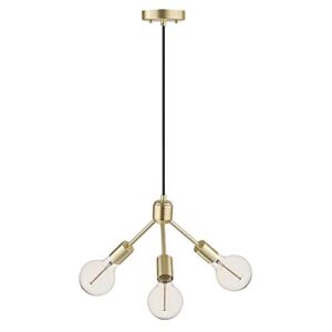 globe electric novogratz x globe wyatt 3-light chandelier, gold, matte black cloth cord 60753