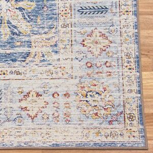 ReaLife Machine Washable Rug - Stain Resistant, Non-Shed - Eco-Friendly, Non-Slip, Family & Pet Friendly - Made from Premium Recycled Fibers - Persian Distressed - Light Blue, 5 'x 7'