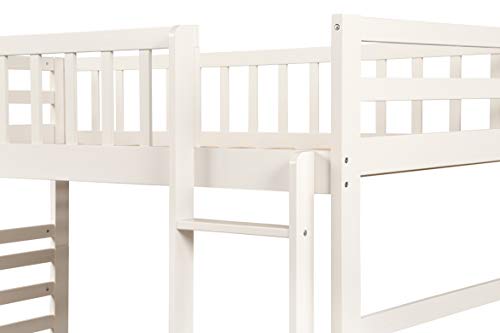 MERITLINE Twin Over Twin Bunk Bed for Kids,Detachable Wood Twin Bunk Bed Frame with Trundle,White