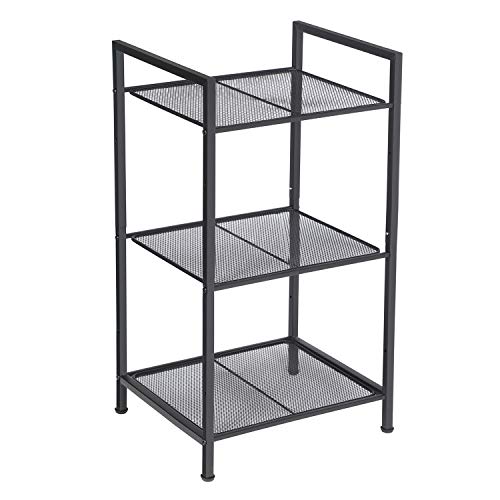 SONGMICS 3-Tier Storage Rack, Bathroom Shelf, Extendable Plant Stand with Adjustable Shelf, for Bathroom, Living Room, Balcony, Kitchen, Black UBSC33BK