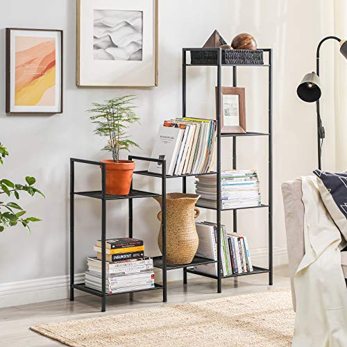 SONGMICS 3-Tier Storage Rack, Bathroom Shelf, Extendable Plant Stand with Adjustable Shelf, for Bathroom, Living Room, Balcony, Kitchen, Black UBSC33BK