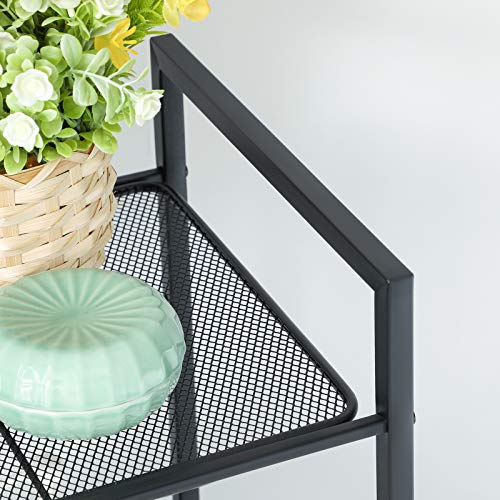 SONGMICS 3-Tier Storage Rack, Bathroom Shelf, Extendable Plant Stand with Adjustable Shelf, for Bathroom, Living Room, Balcony, Kitchen, Black UBSC33BK