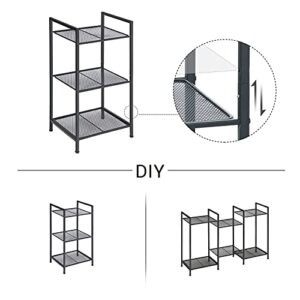 SONGMICS 3-Tier Storage Rack, Bathroom Shelf, Extendable Plant Stand with Adjustable Shelf, for Bathroom, Living Room, Balcony, Kitchen, Black UBSC33BK