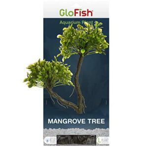 glofish mangrove green tree plant fluorescent under blue led light aquarium decor