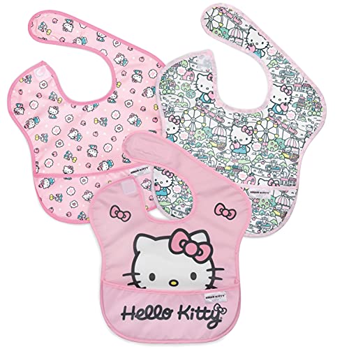 Bumkins Super Baby Bib, Waterproof Fabric, Fits Babies and Toddlers 6-24 Months, Sanrio Hello Kitty, 2 Piece Set