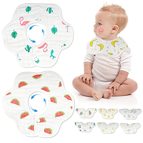 8-Pack 360° Rotate Organic Cotton Baby Bibs, Newborn Muslin Bibs For Teething And Drooling,Unisex Baby Bibs For Toddler, Adjustable With Snaps, Super Soft & Absorbent Baby Bibs For Boys And Girls.