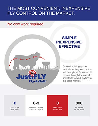 JustiFLY Fly-A-Salt Cattle Fly Control Block with Salt, 44 lb | 700 Feedings Per Salt Block. One Block Feeds 7 Cows for 3 Months.