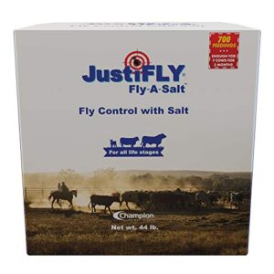 JustiFLY Fly-A-Salt Cattle Fly Control Block with Salt, 44 lb | 700 Feedings Per Salt Block. One Block Feeds 7 Cows for 3 Months.