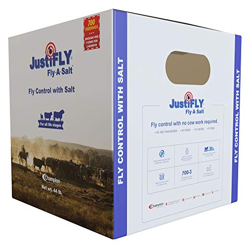 JustiFLY Fly-A-Salt Cattle Fly Control Block with Salt, 44 lb | 700 Feedings Per Salt Block. One Block Feeds 7 Cows for 3 Months.