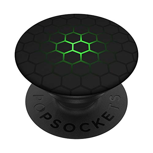 Cell Phone Button Pop Out Holder Plain Matte Black and Green PopSockets PopGrip: Swappable Grip for Phones & Tablets