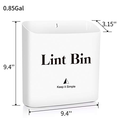 Magnetic Lint Bin for Laundry Room by Subekyu, Small Waste Bin or Laundry Storage Container for Hanging on Dryer/Washer/Wall, 0.85 Gallon, White