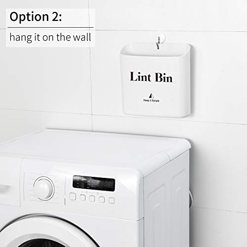 Magnetic Lint Bin for Laundry Room by Subekyu, Small Waste Bin or Laundry Storage Container for Hanging on Dryer/Washer/Wall, 0.85 Gallon, White